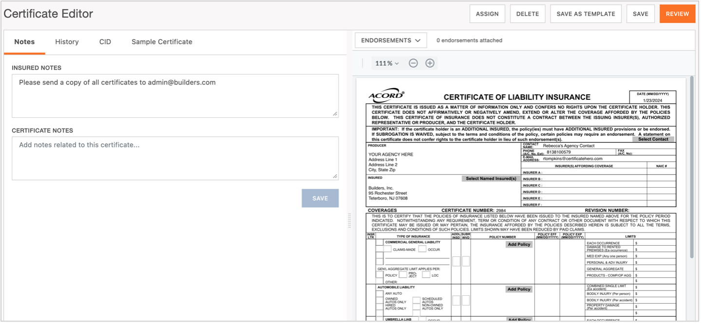 Sample Certificate